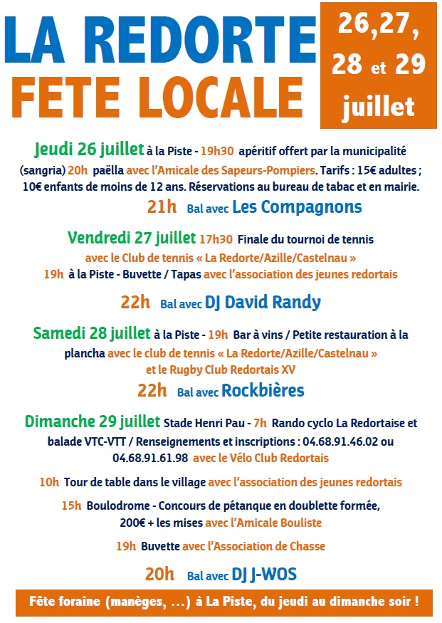 Affiche fête locale 2018 - La redorte